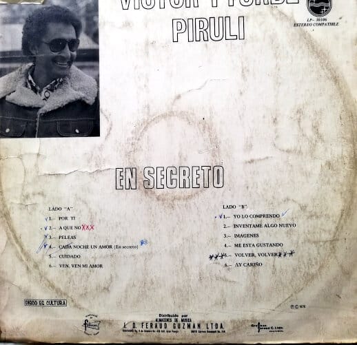 Disco de Vinilo de Víctor Yturbe Piruli - En Secreto Vinyl Record