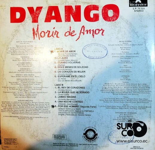 Disco de Vinilo LP Dyango - Morir De Amor | El Surco Ecuador