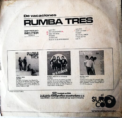 Disco de Vinilo Rumba Tres - De Vacaciones | El Surco Ecuador