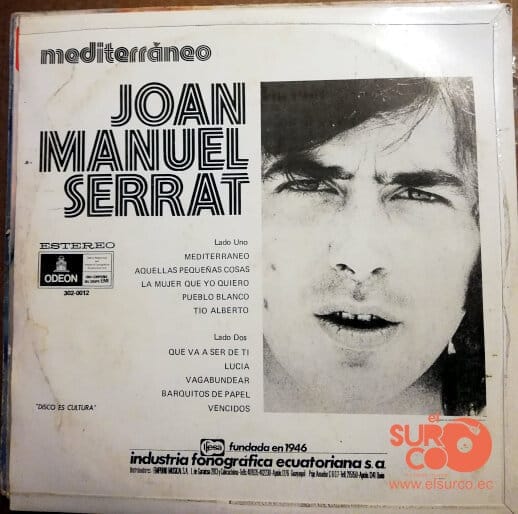 Disco de Vinilo Joan Manuel Serrat - Mediterráneo | El Surco Ecuador