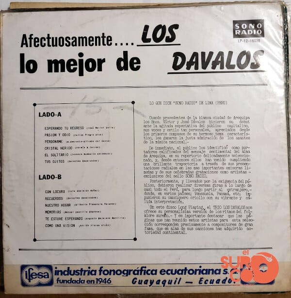 Disco de Vinilo Los Dávalos - Afectuosamente | El Surco Ecuador