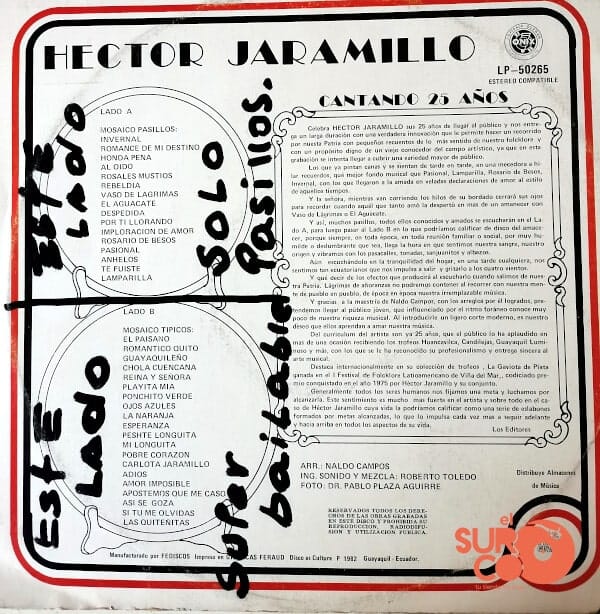 Disco de Vinilo Héctor Jaramillo - Mis 25 Años En Canciones | El Surco ...