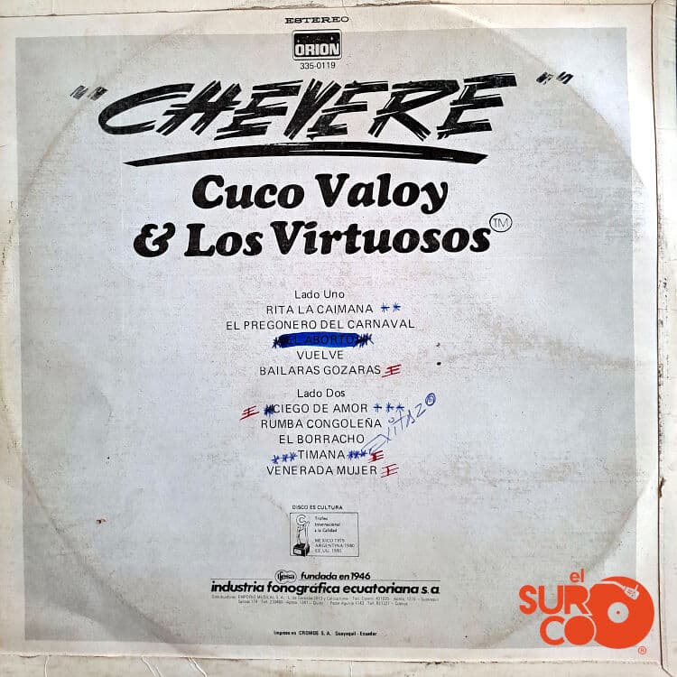 Disco de Vinilo Cuco Valoy y Los Virtuosos - Chévere | El Surco Ecuador