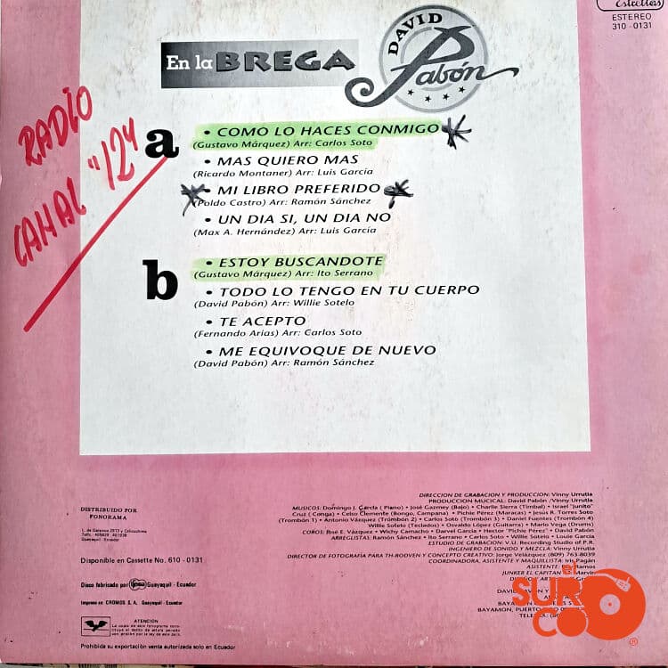 Disco de Vinilo David Pabón - En La Brega | El Surco Ecuador